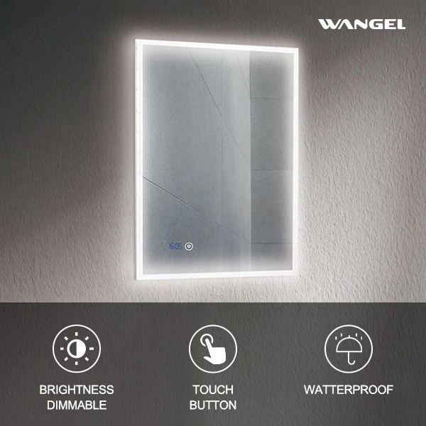 High Quality Modern Style Design Bathroom Touch Sensor Digital Clock Ambient Lighted Mirror ...