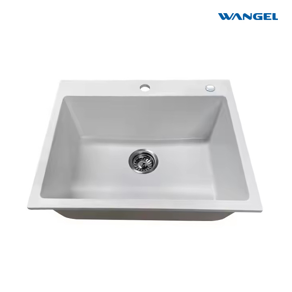 Single bowl kitchen sink Black composite granite square base quartz ...